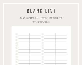 Printable Blank List | Simple List Template | Planner Insert ...
