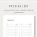 Printable Packing List | Packing List Template | Planner Insert ...