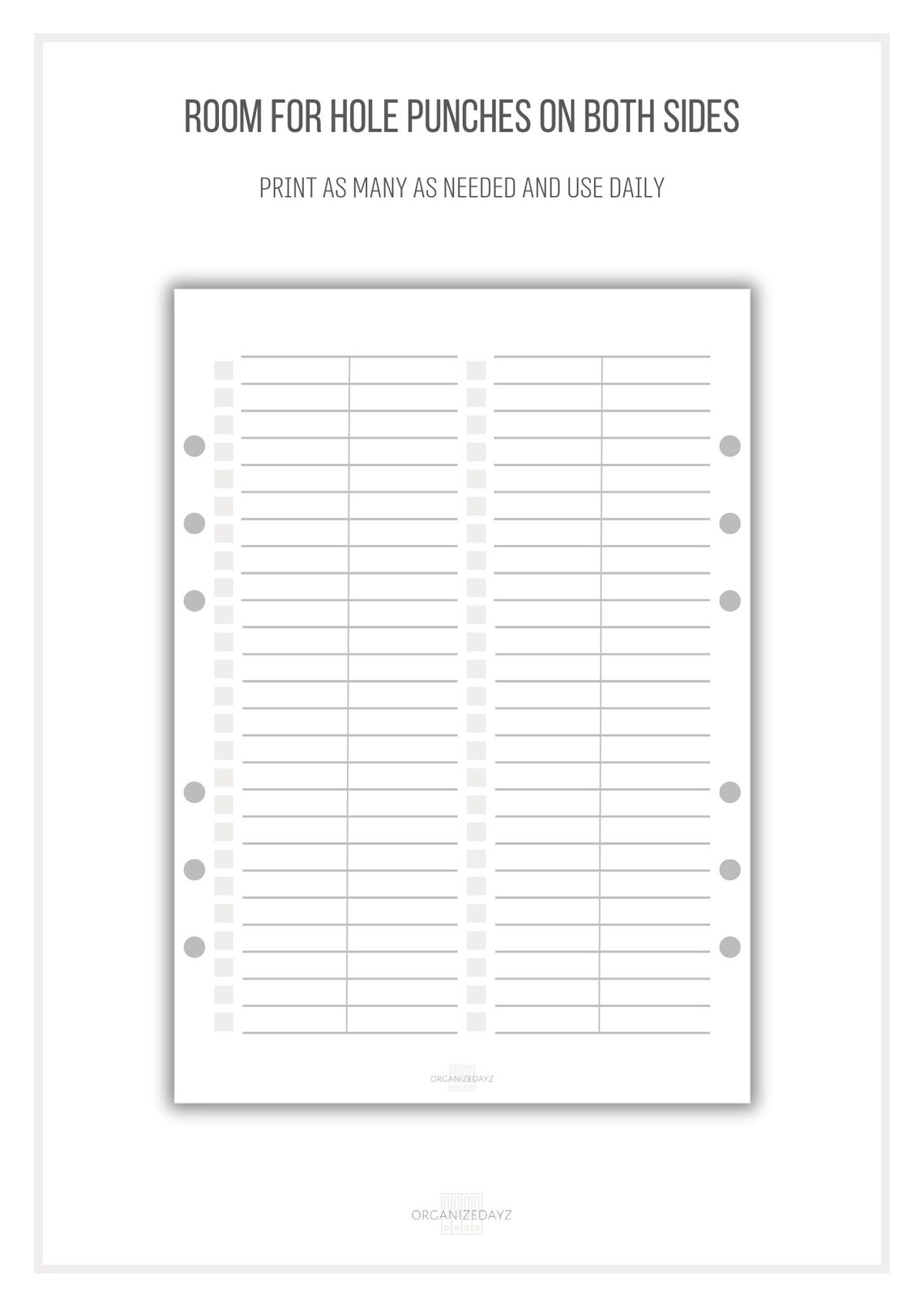 Blank List | Simple List Template | Printable List | Digital List | Two ...