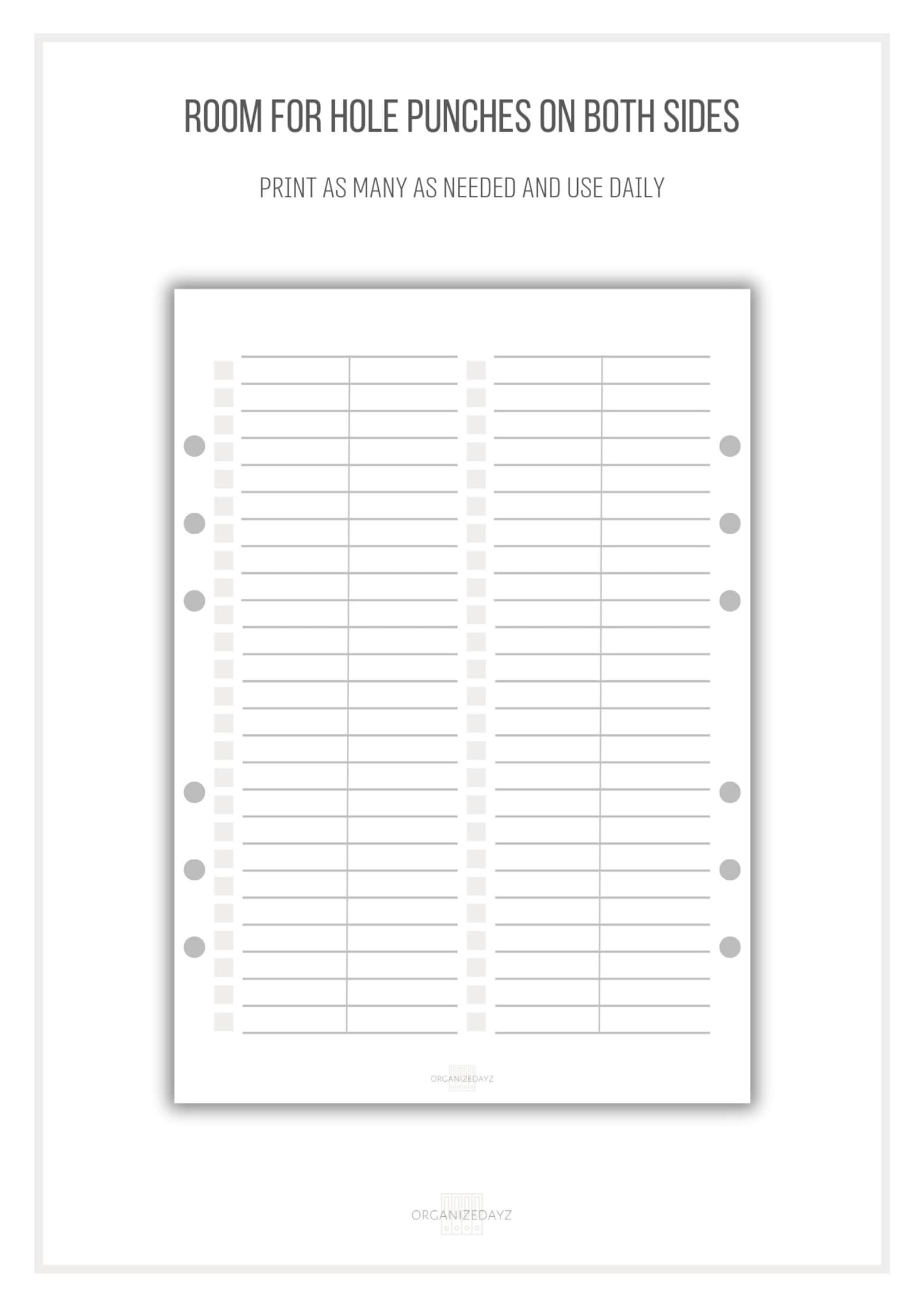 Blank List | Simple List Template | Printable List | Digital List | Two ...
