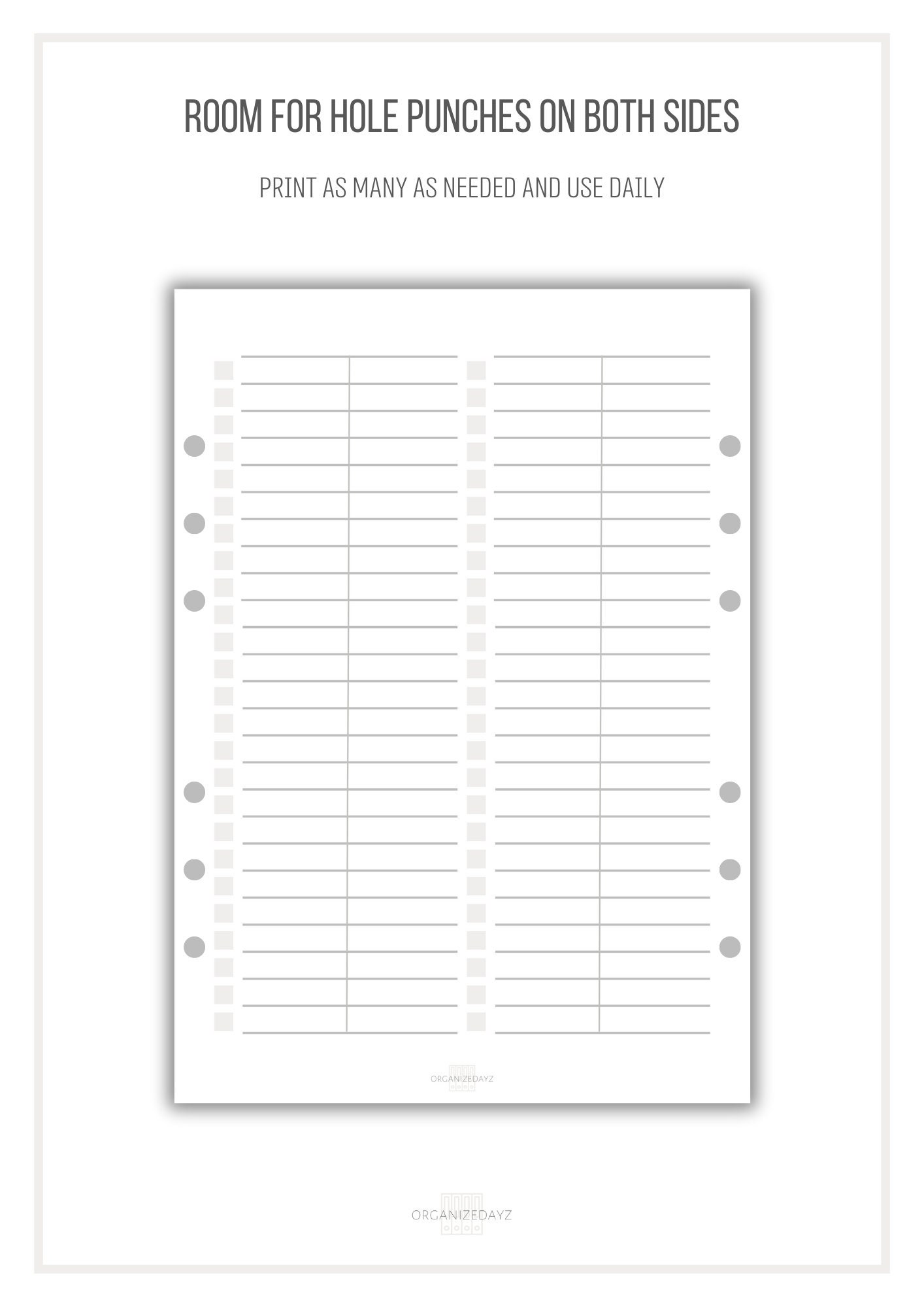 Blank List | Simple List Template | Printable List | Digital List | Two ...