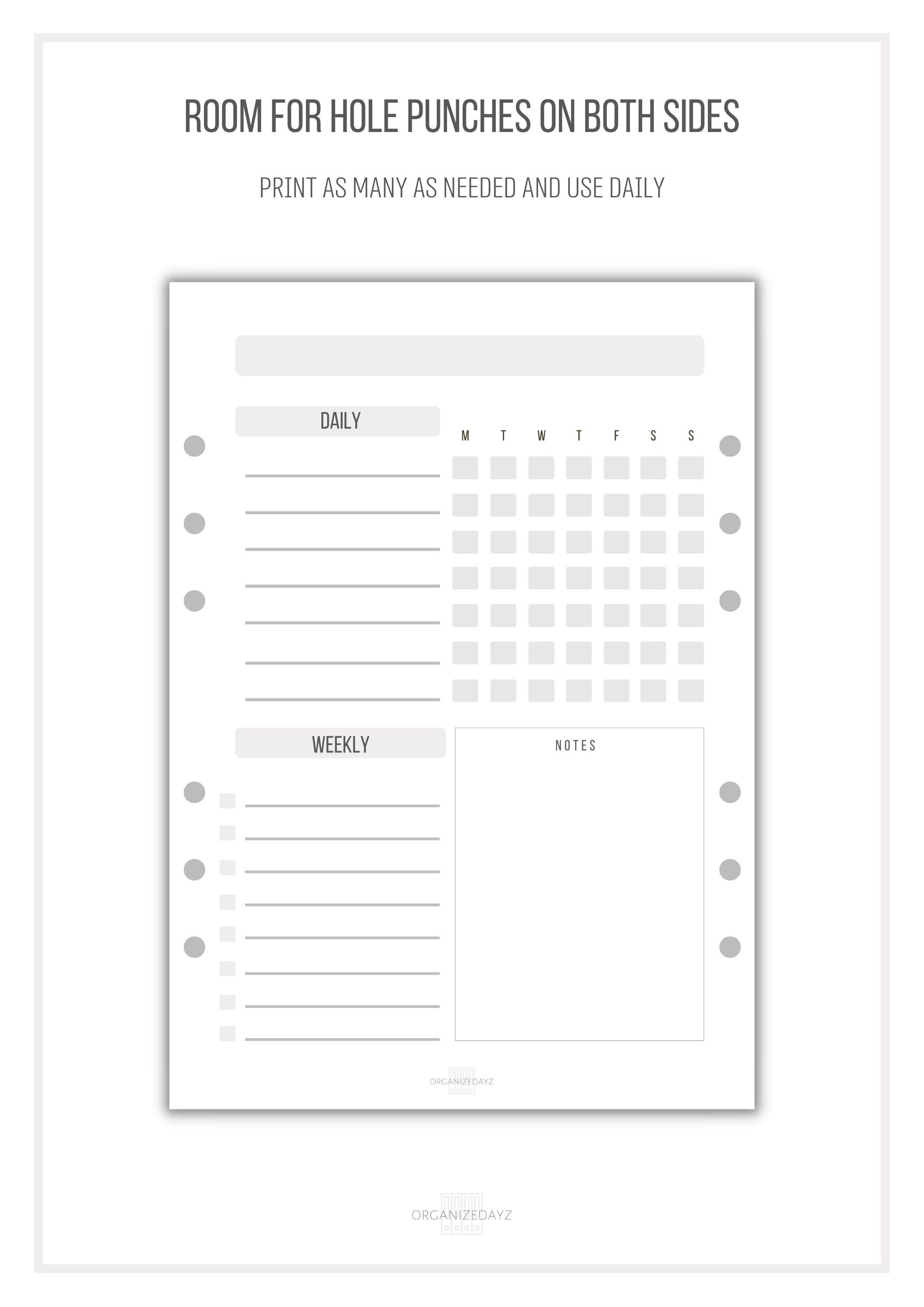 Printable Blank Chart | Blank List | Simple Daily and Weekly Chart ...