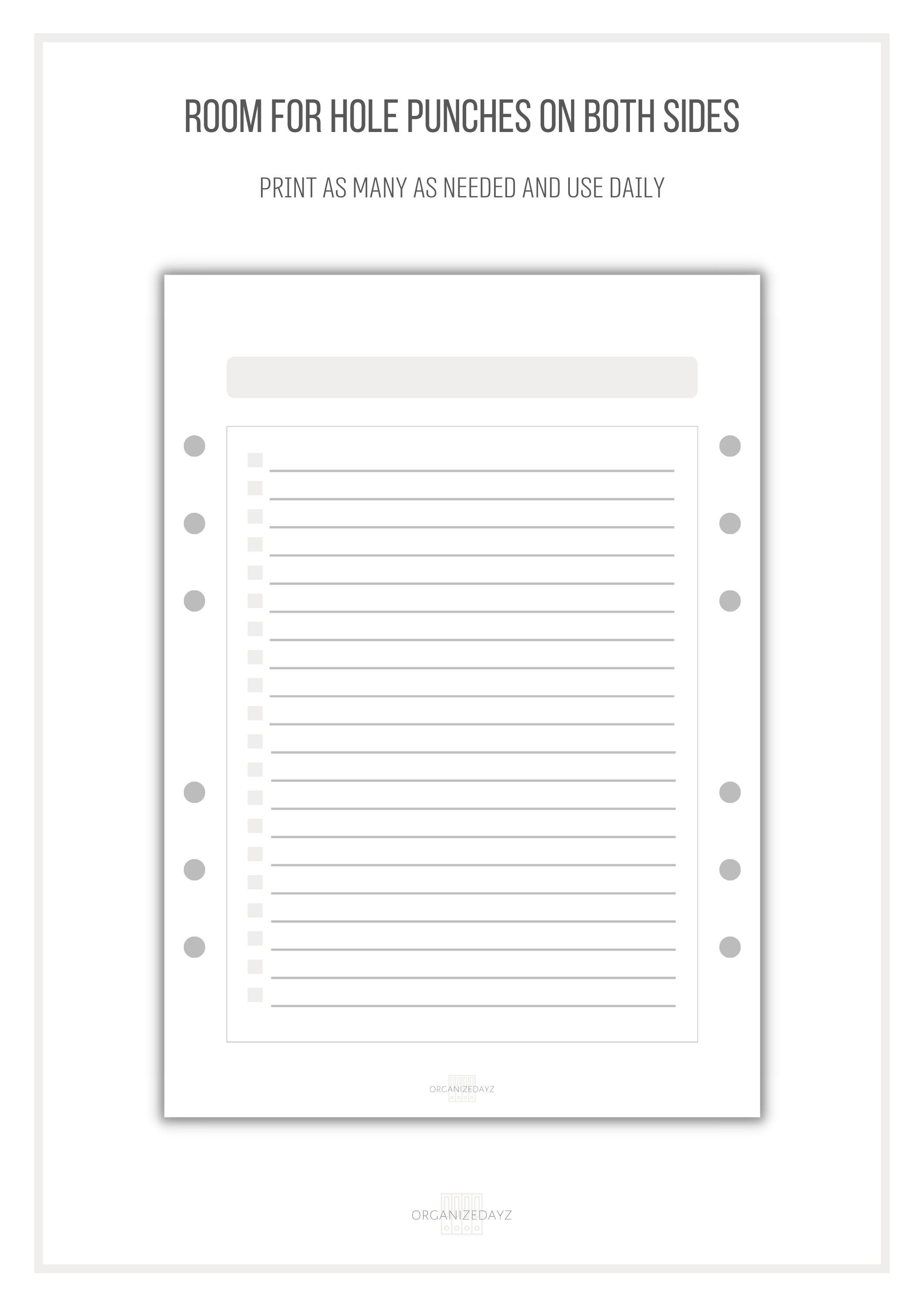 Printable Blank List | Simple List Template | Planner Insert ...
