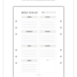 Printable Weekly to Do List | to Do List | Simple Weekly Task List ...