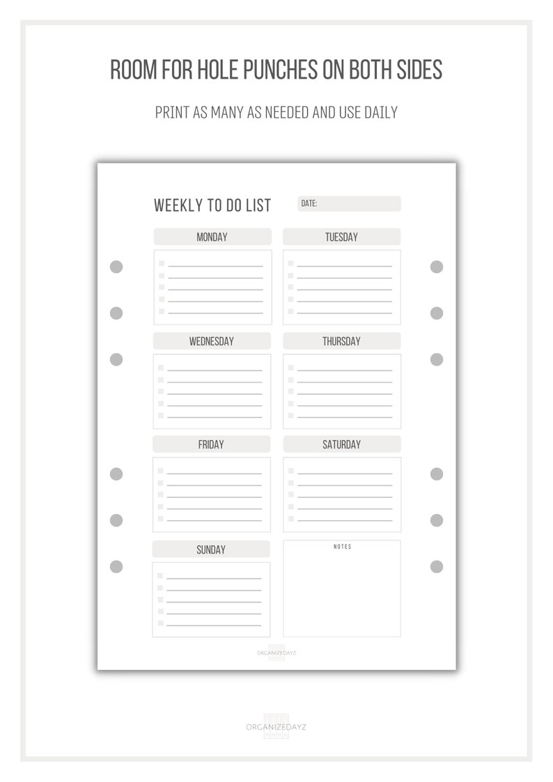 Printable Weekly to Do List to Do List Simple Weekly Task List Planner ...