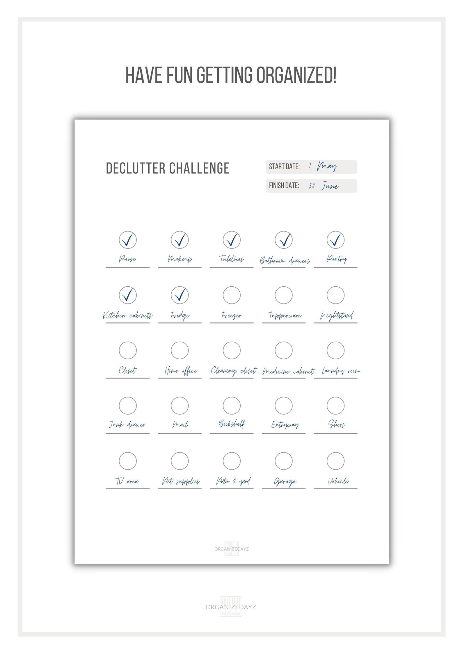 Printable Declutter Challenge | Fillable Checklist | Planner Insert ...