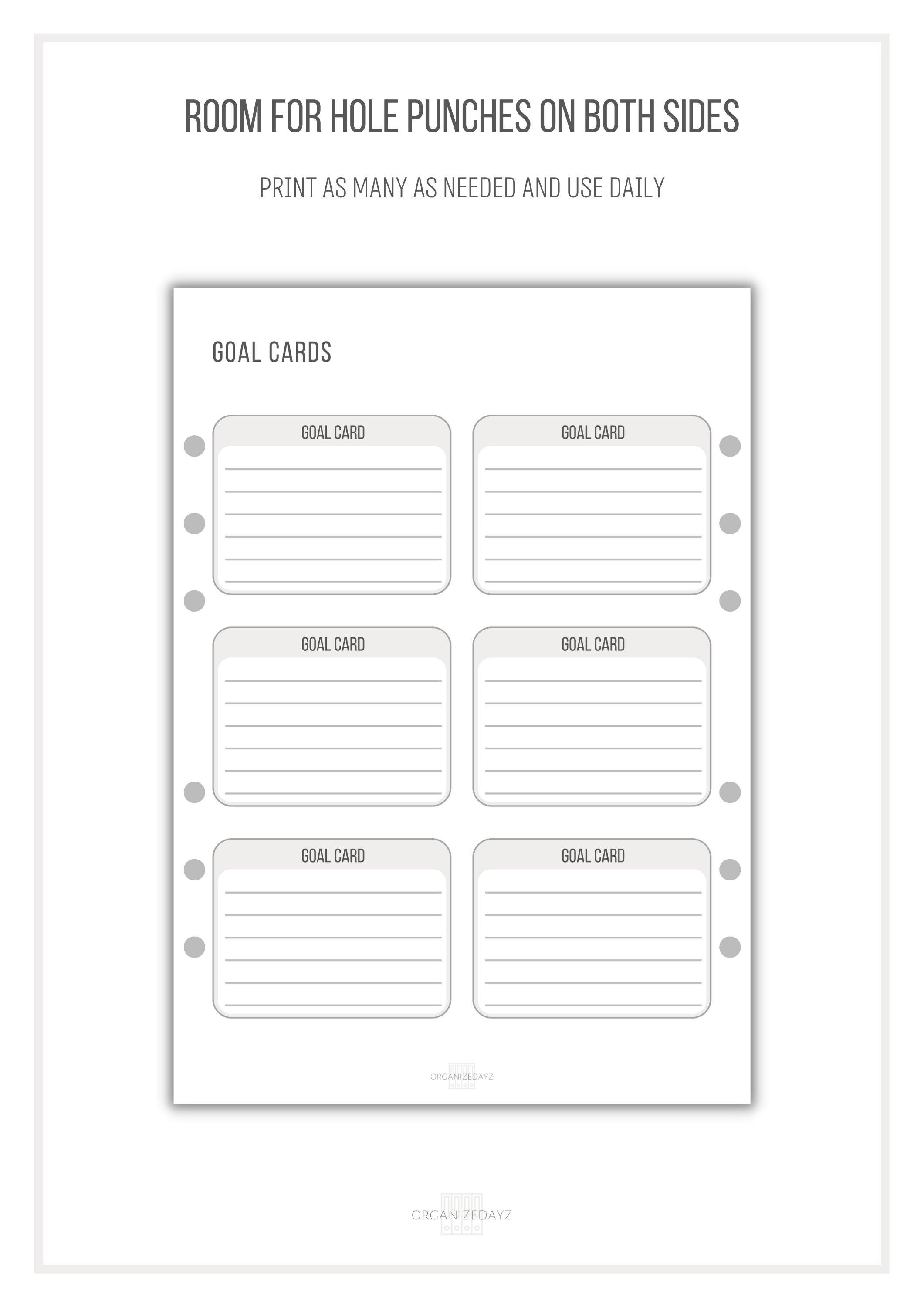 Goal Cards | Goal Setting | Printable Goal Card | Motivation Cards ...