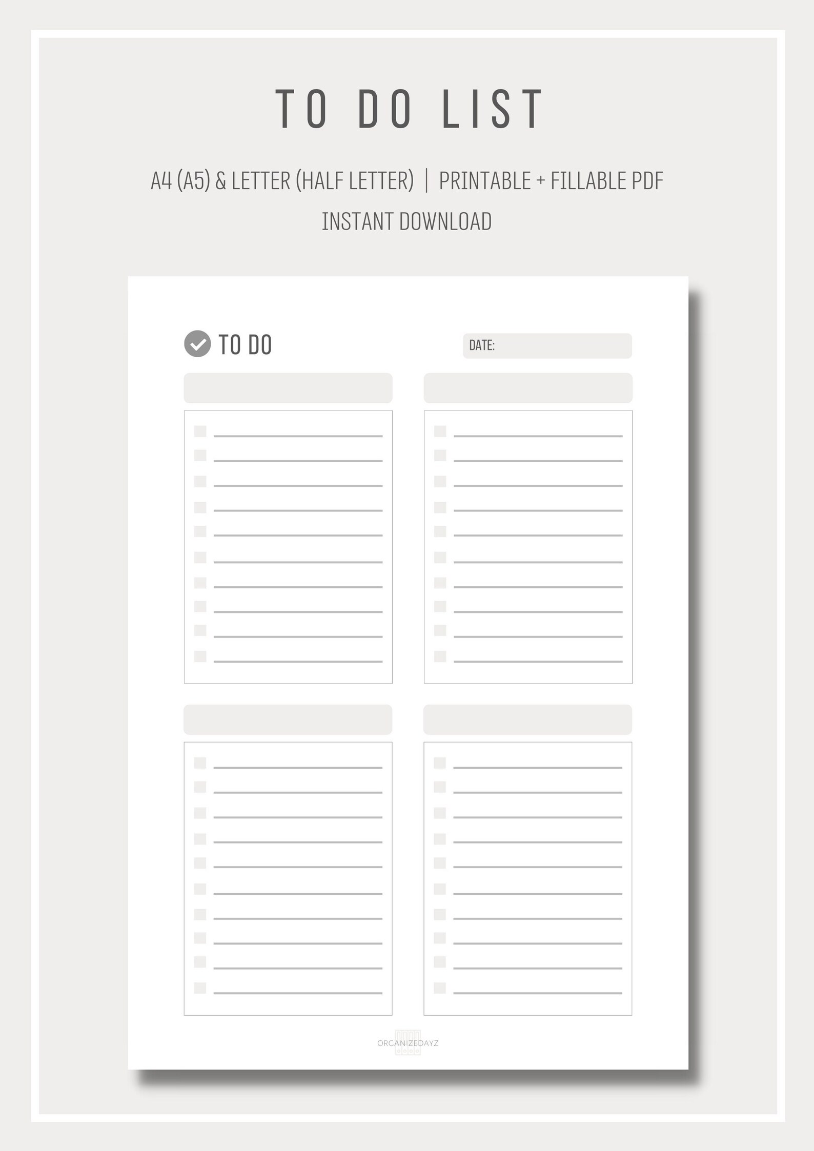 Printable to Do List | Minimal to Do List | Simple Task List | Planner ...