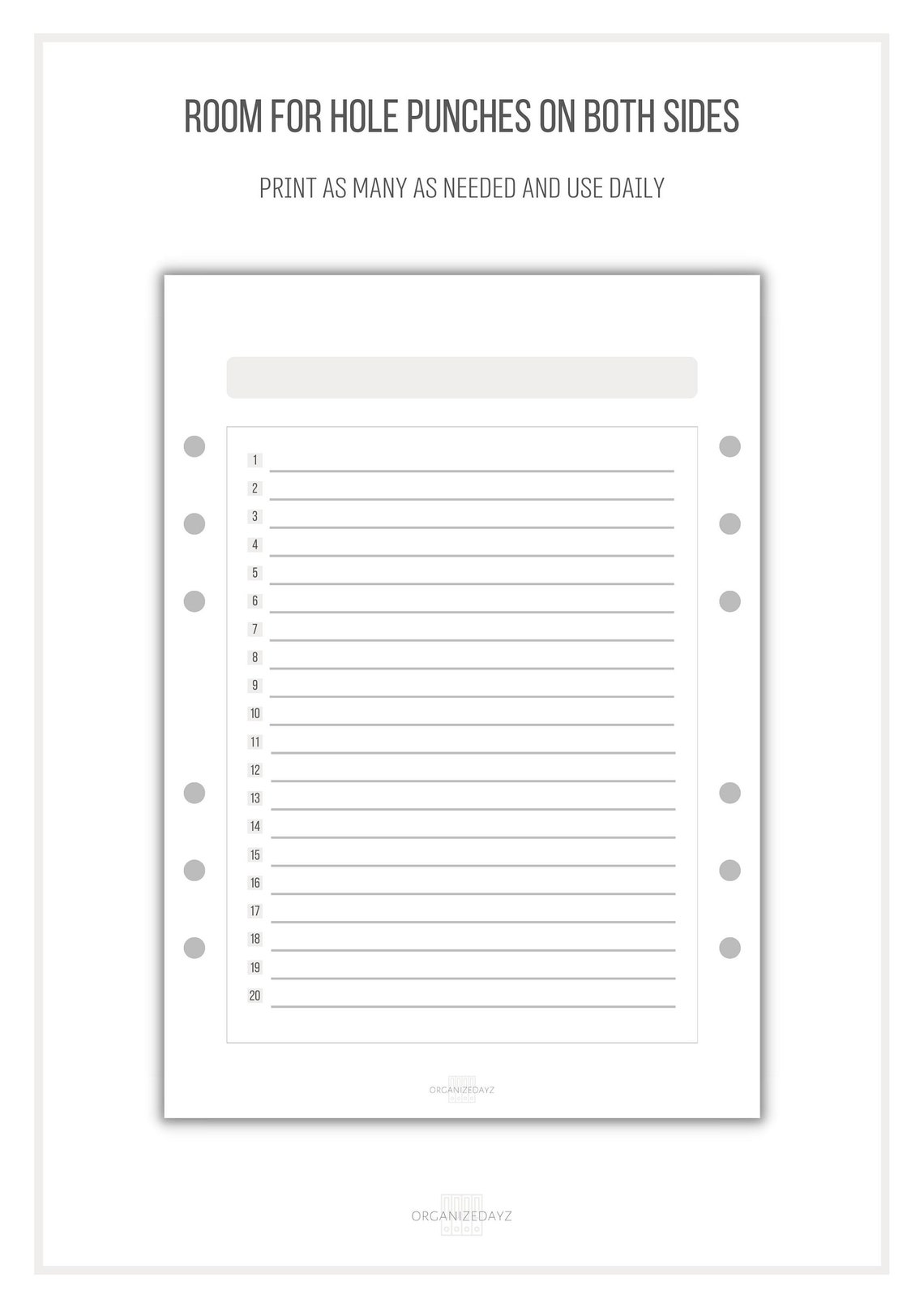 Numbered Blank List | Simple List Template | Printable List | Digital ...