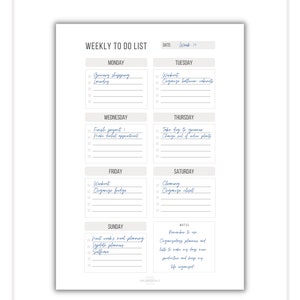 Printable Weekly to Do List | to Do List | Simple Weekly Task List ...