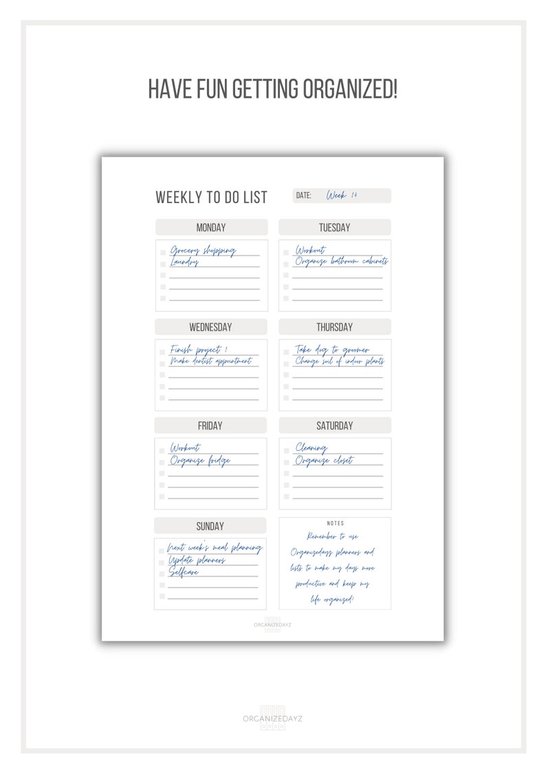 Printable Weekly to Do List to Do List Simple Weekly Task List Planner ...