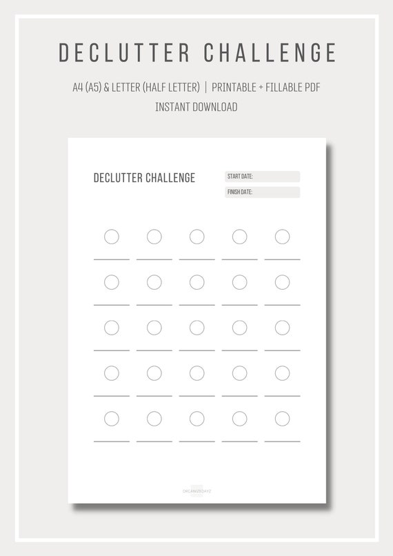 Printable Declutter Challenge Fillable Checklist Planner | Etsy