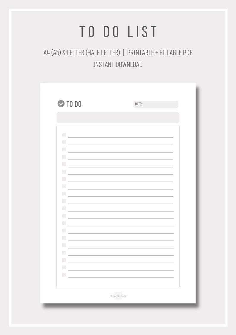 To Do List | Minimal Task List | Simple to Do List | Productivity ...