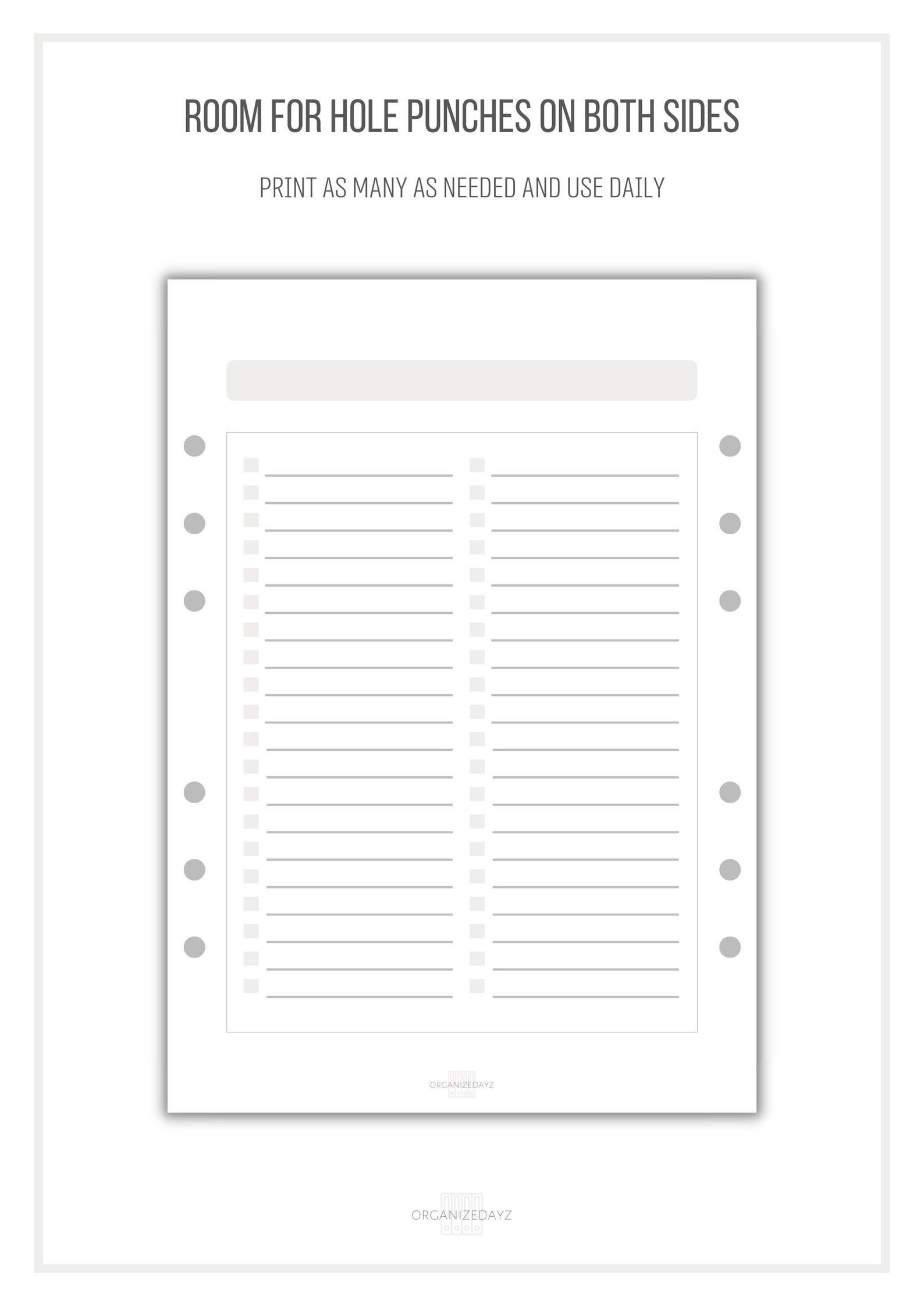 Printable Blank List | Simple List Template | Planner Insert ...