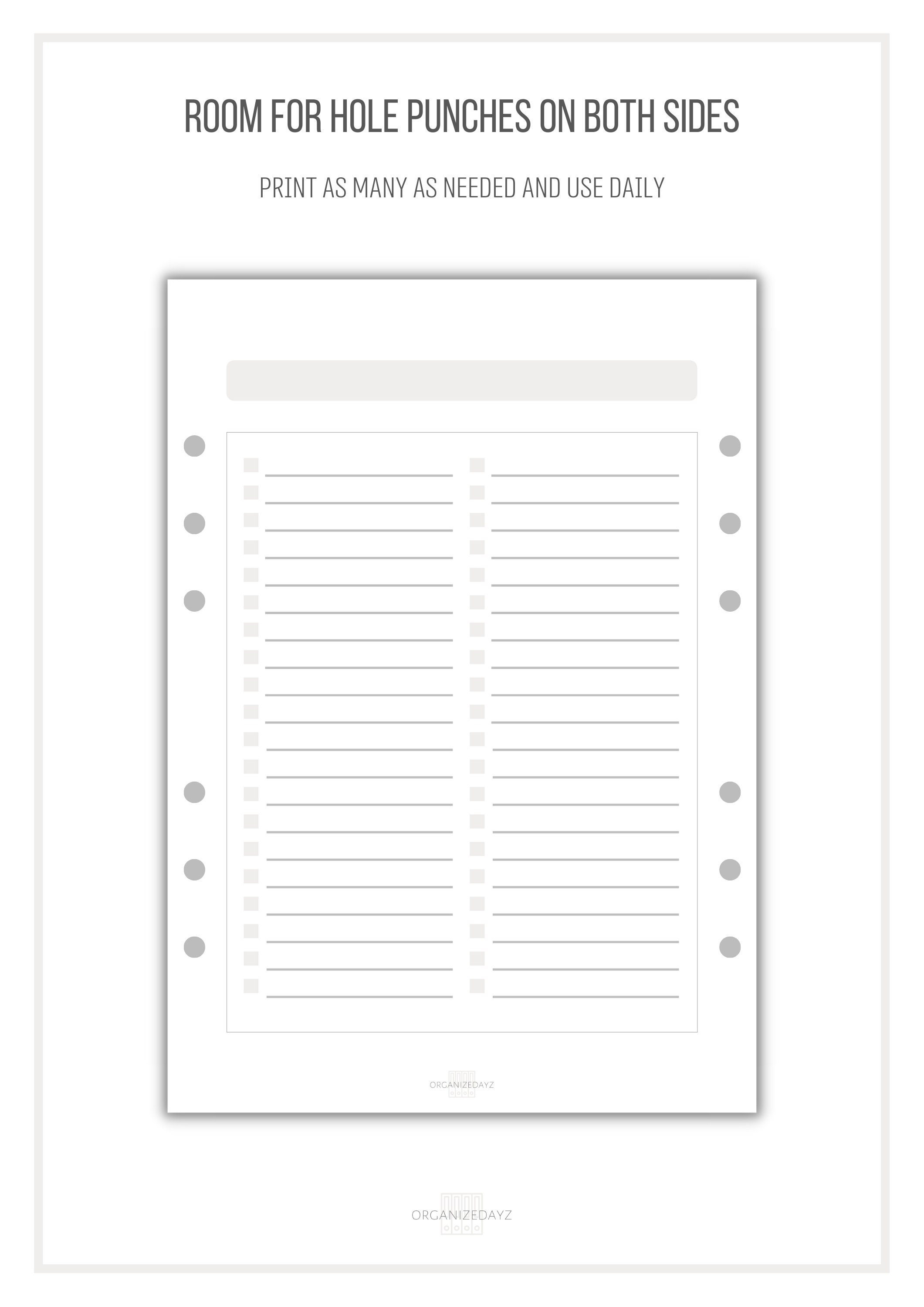 Printable Blank List | Simple List Template | Planner Insert ...