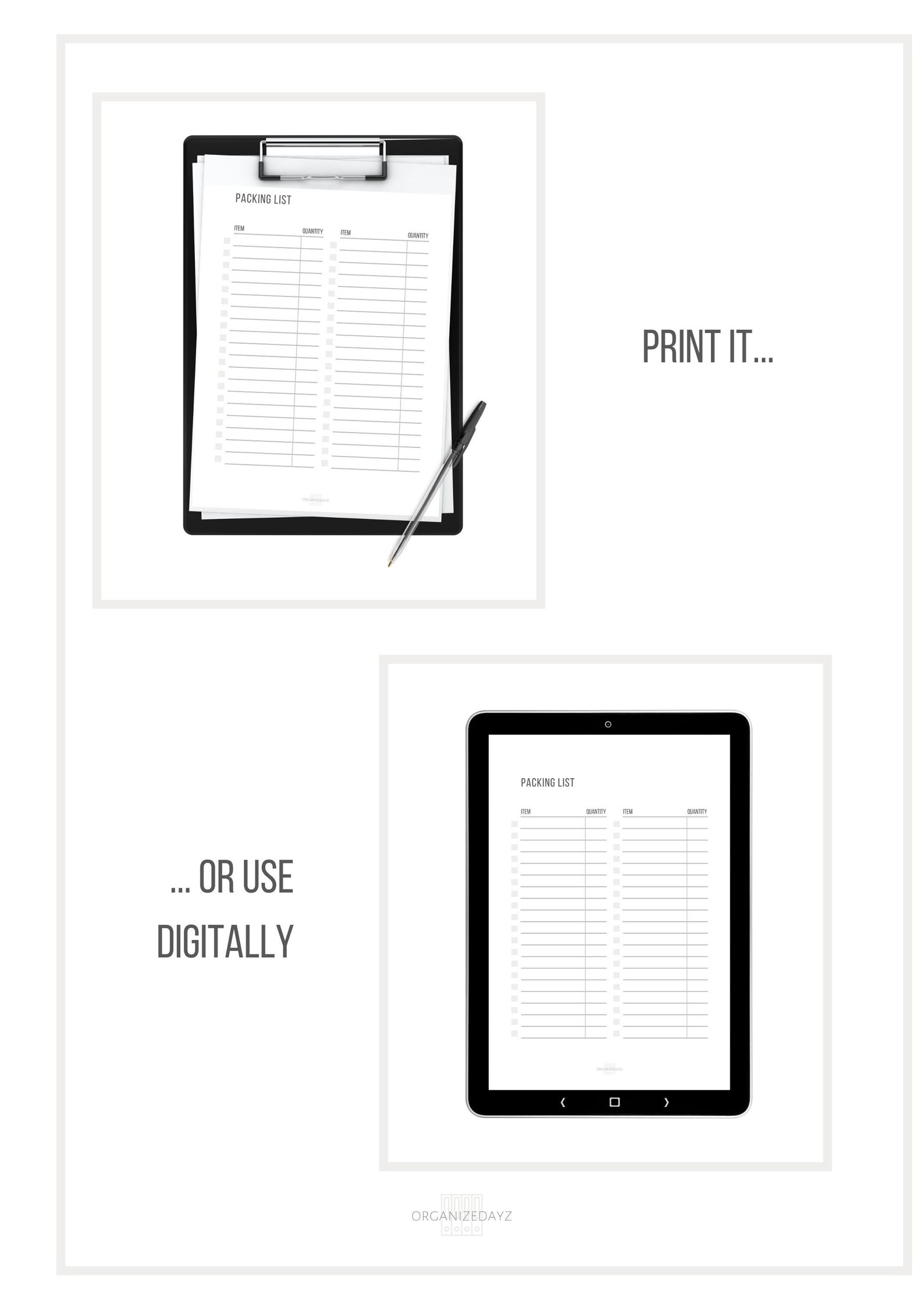 Printable Packing List Packing List Template Planner Etsy Printable Packing List Packing List Template Planner Etsy