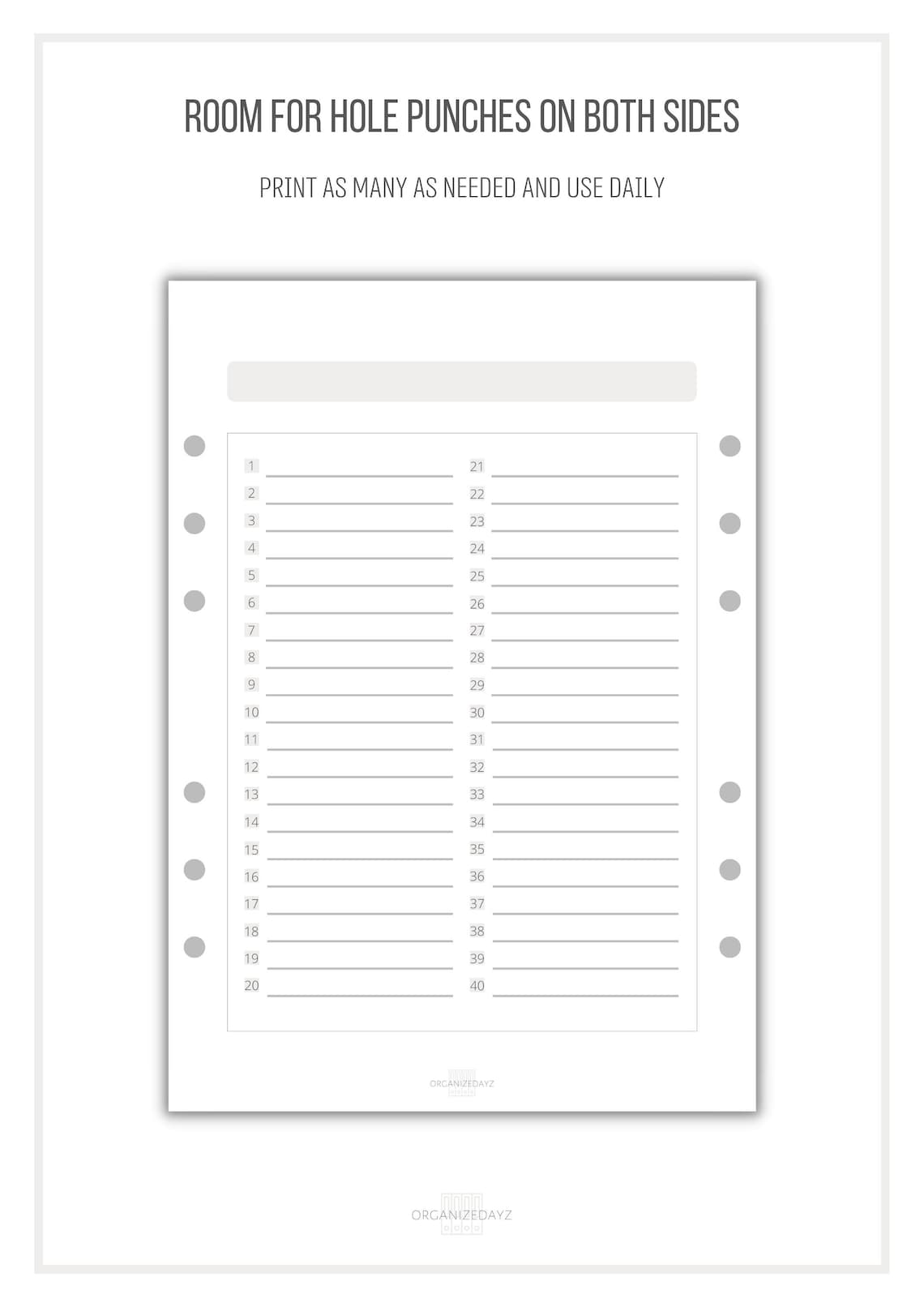 Numbered Blank List | Simple List Template | Printable List | Digital ...