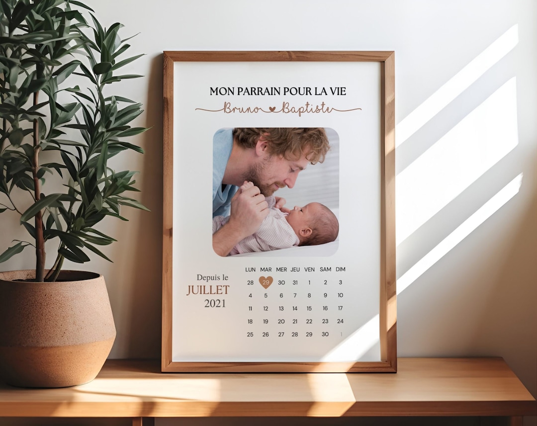 Personalized Godfather Godmother Poster Calendar Date of Baptism Photo ...