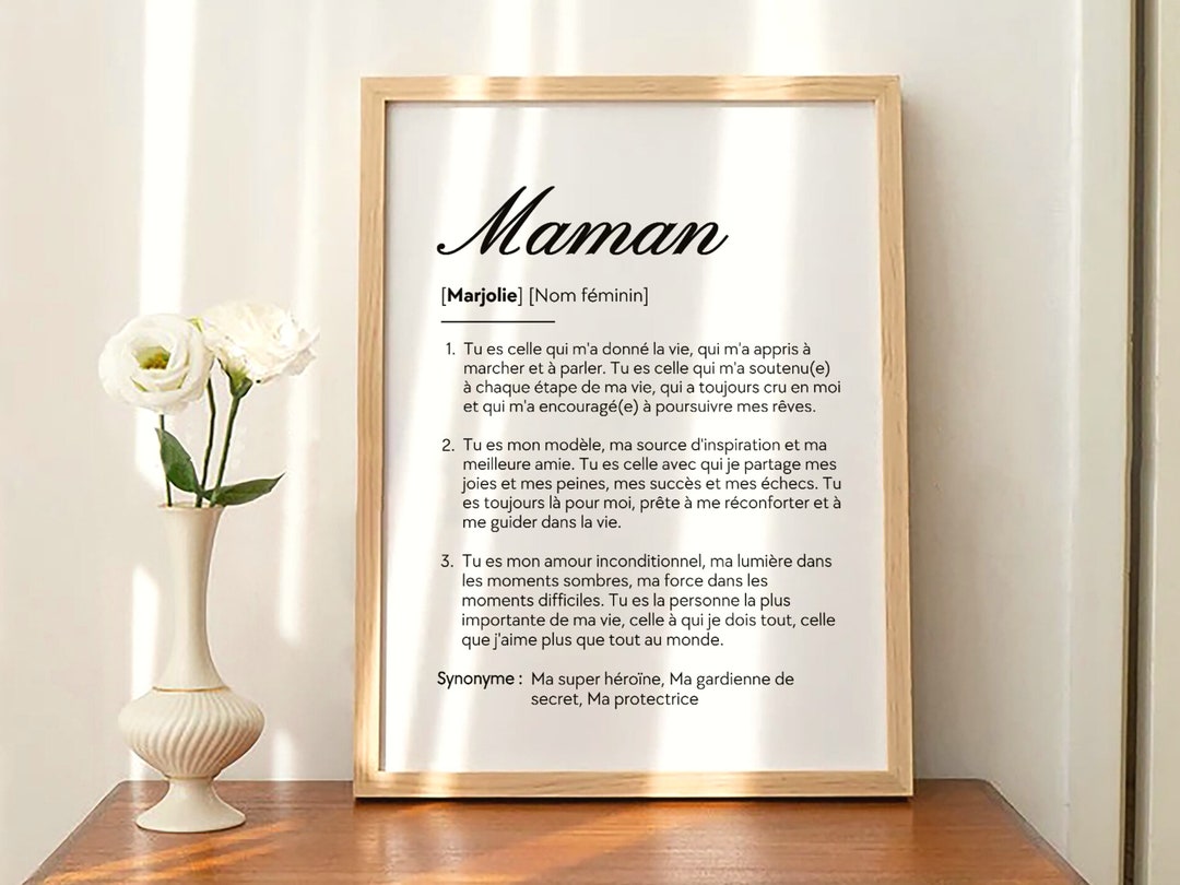 Affiche définition maman personnalisable fête des mères cadeau maman ...