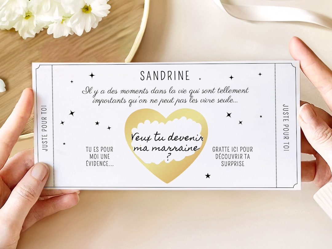 Carte à gratter demande parrain marraine personnalisable veux tu ...