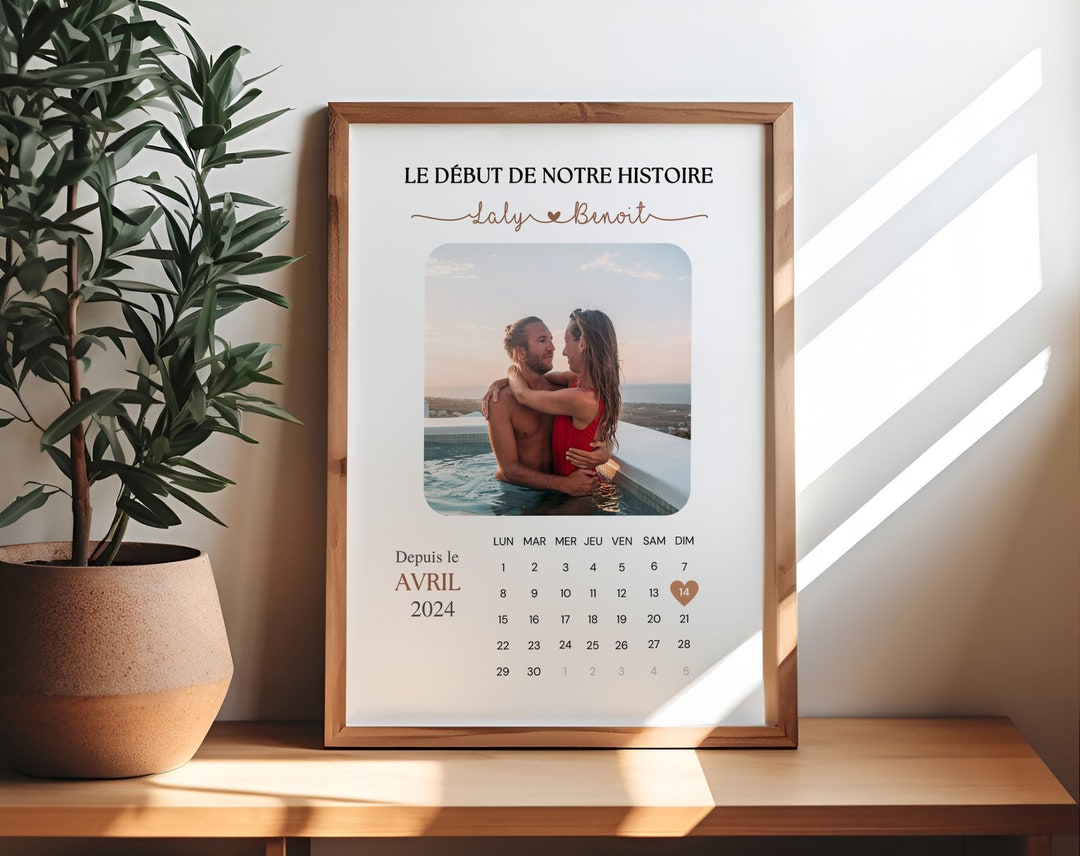 Personalized Couple Poster Calendar Meeting Date Photo First Names ...