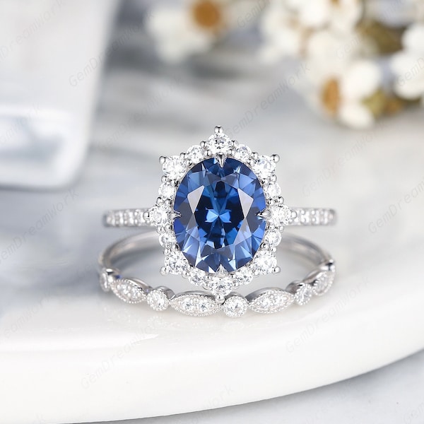 Blue Halo Ring - Etsy