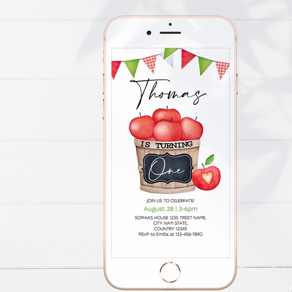 Apple Birthday Invitations - Etsy