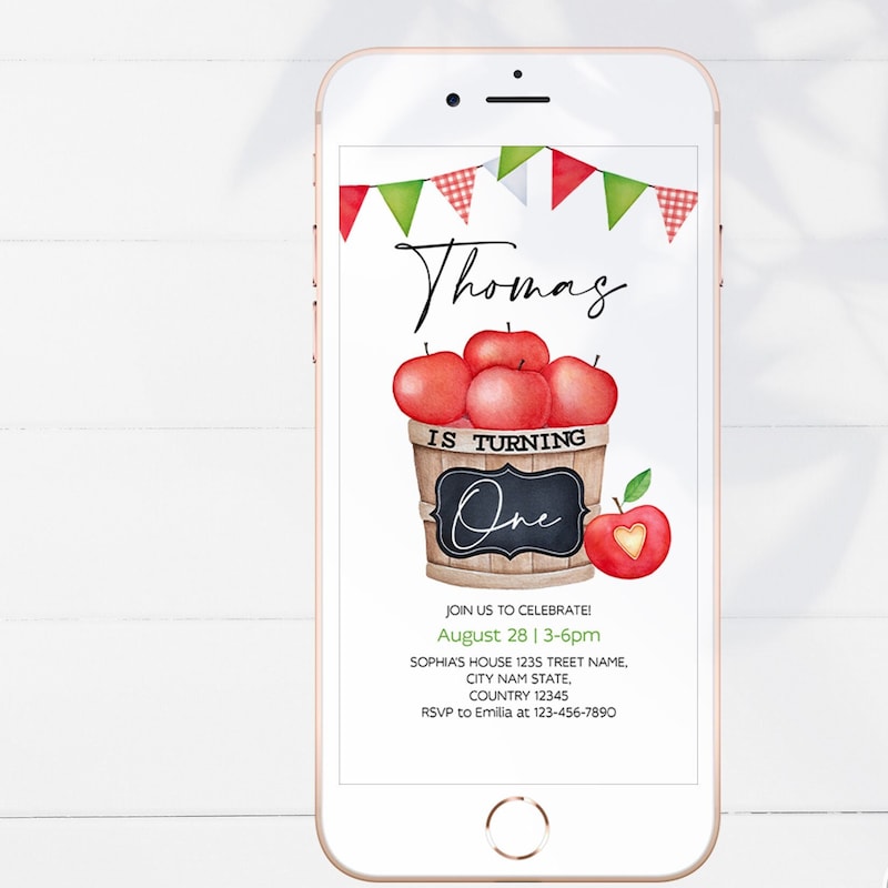 Apple Birthday Invitations - Etsy