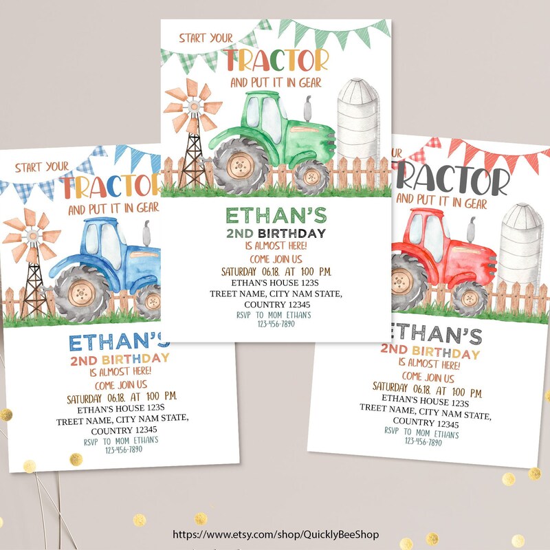Tractor Invitations - Etsy
