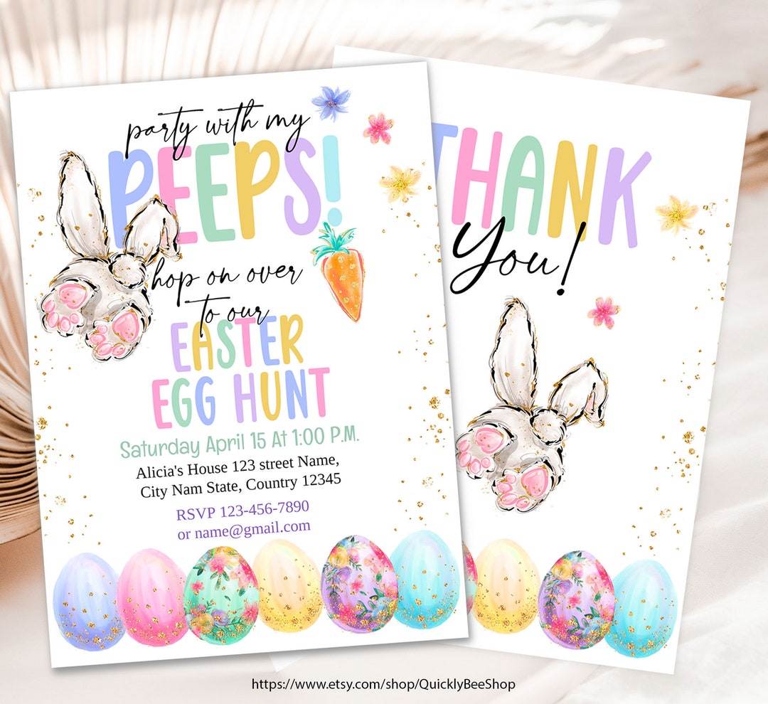 Editable Easter Egg Hunt Invitation, Easter Peeps Invitation, Easter ...