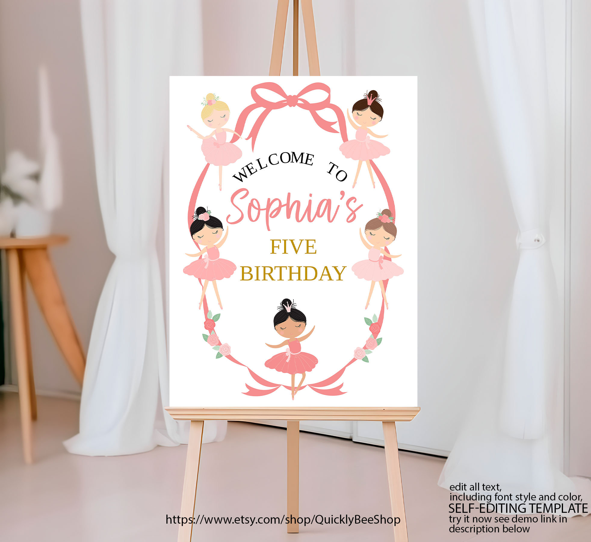 Editable Welcome Sign Ballerina, Ballerina Birthday Decorations, Ballet ...