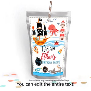 Pirate Birthday Party Decor, Chip Bag Wrapper, Treat Wrapper, Capri Sun ...