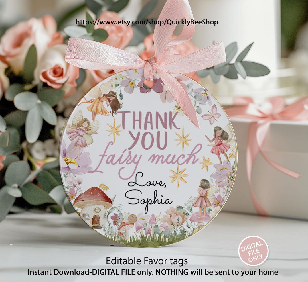 Fairy Favour Tags, Fairy Thank You Tags, Editable Fairy Gift Tags ...