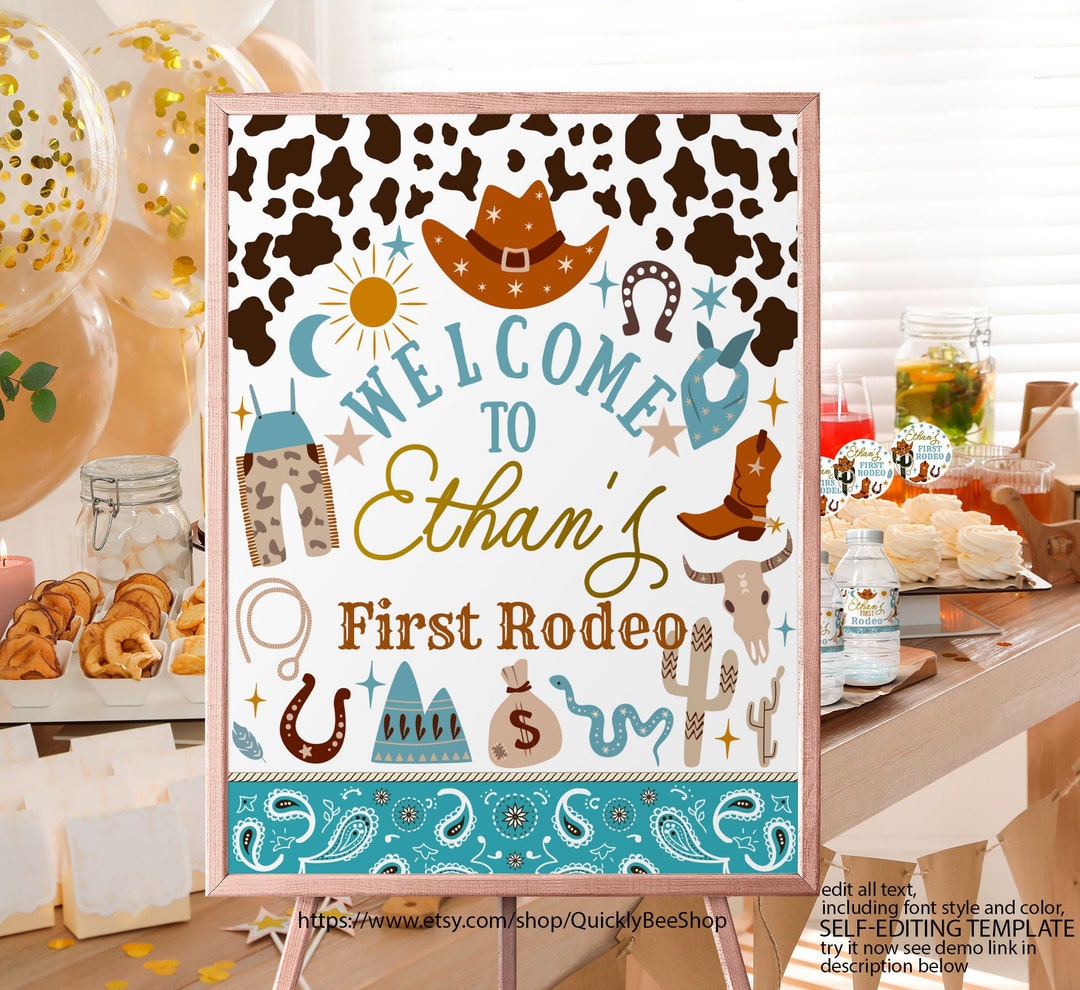 Cowboy Birthday Party Welcome Sign, to the Wild West Sign, Rodeo Party ...