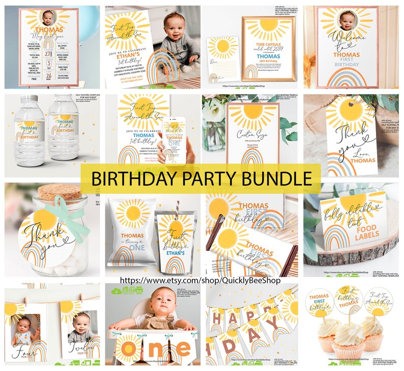 Editable Sunshine Water Bottle Labels 1st Trip Around the Sun - Etsy