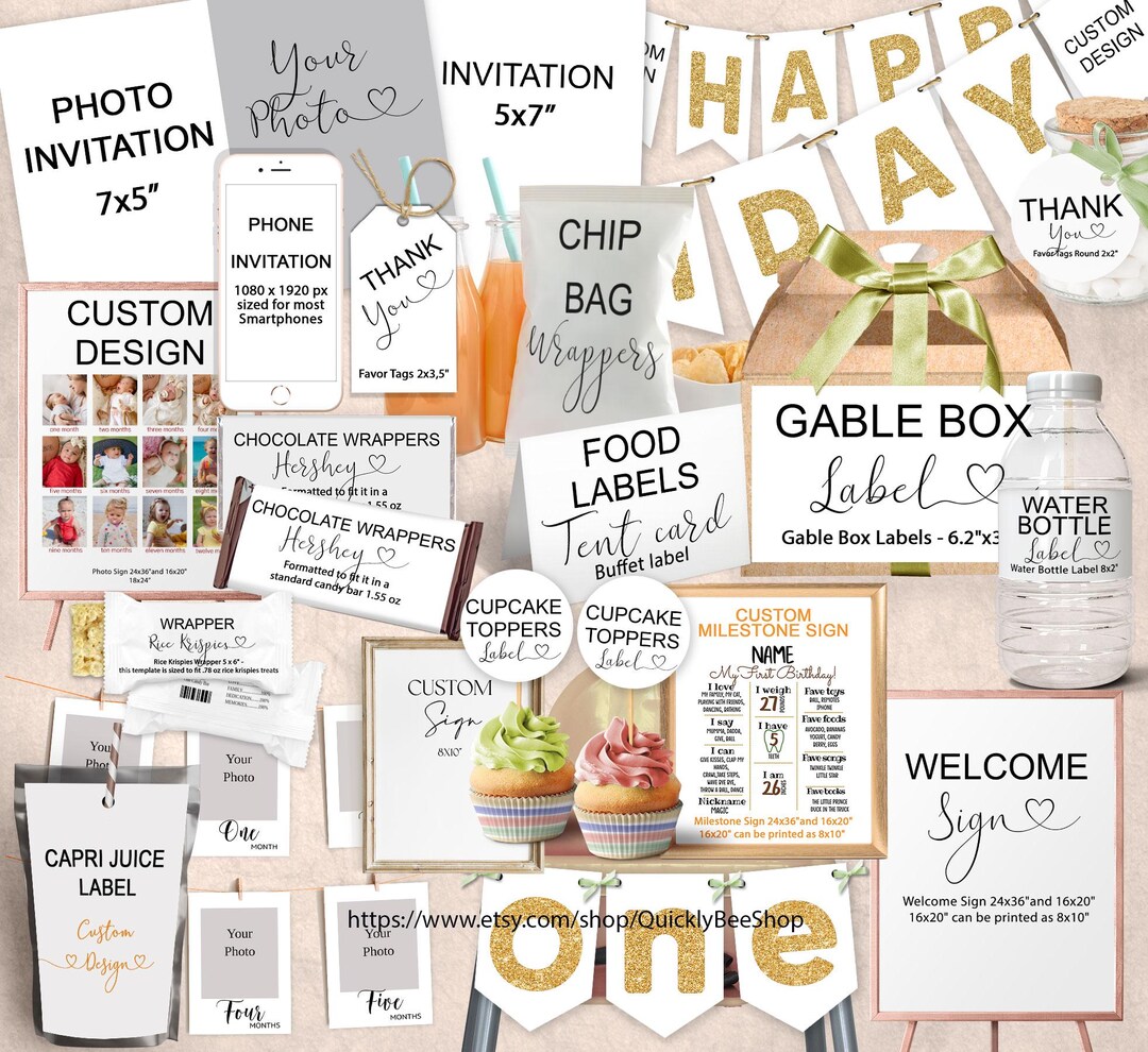 Custom Design Party Pack Printable - Birthday Kit, Party Supplies ...