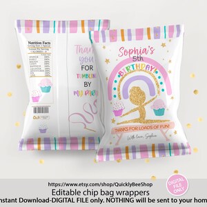 Gymnastics Birthday Party Decor, Chip Bag Wrapper, Treat Wrapper, Capri ...