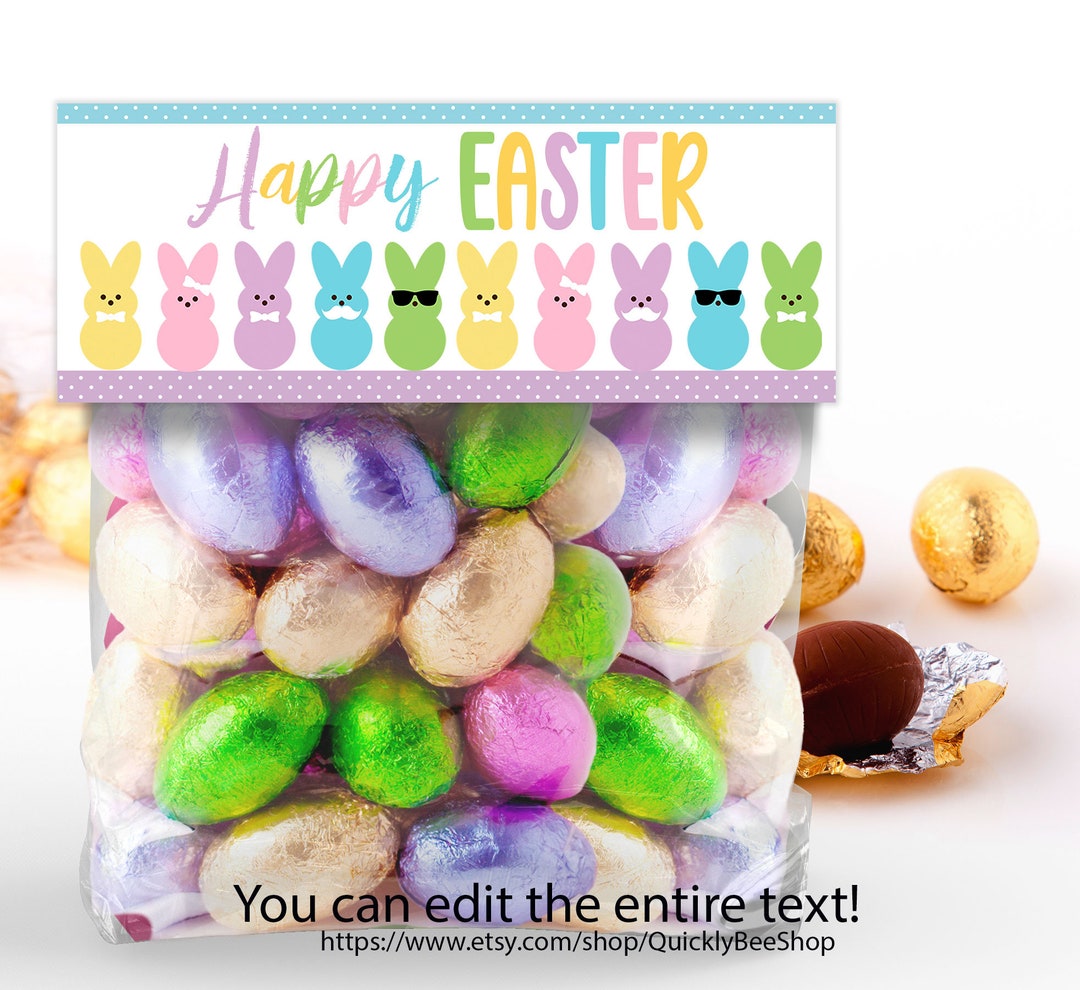 Easter Label Treat Bag Topper, Easter Cookie Bag TOPPERS, Easter Candy ...