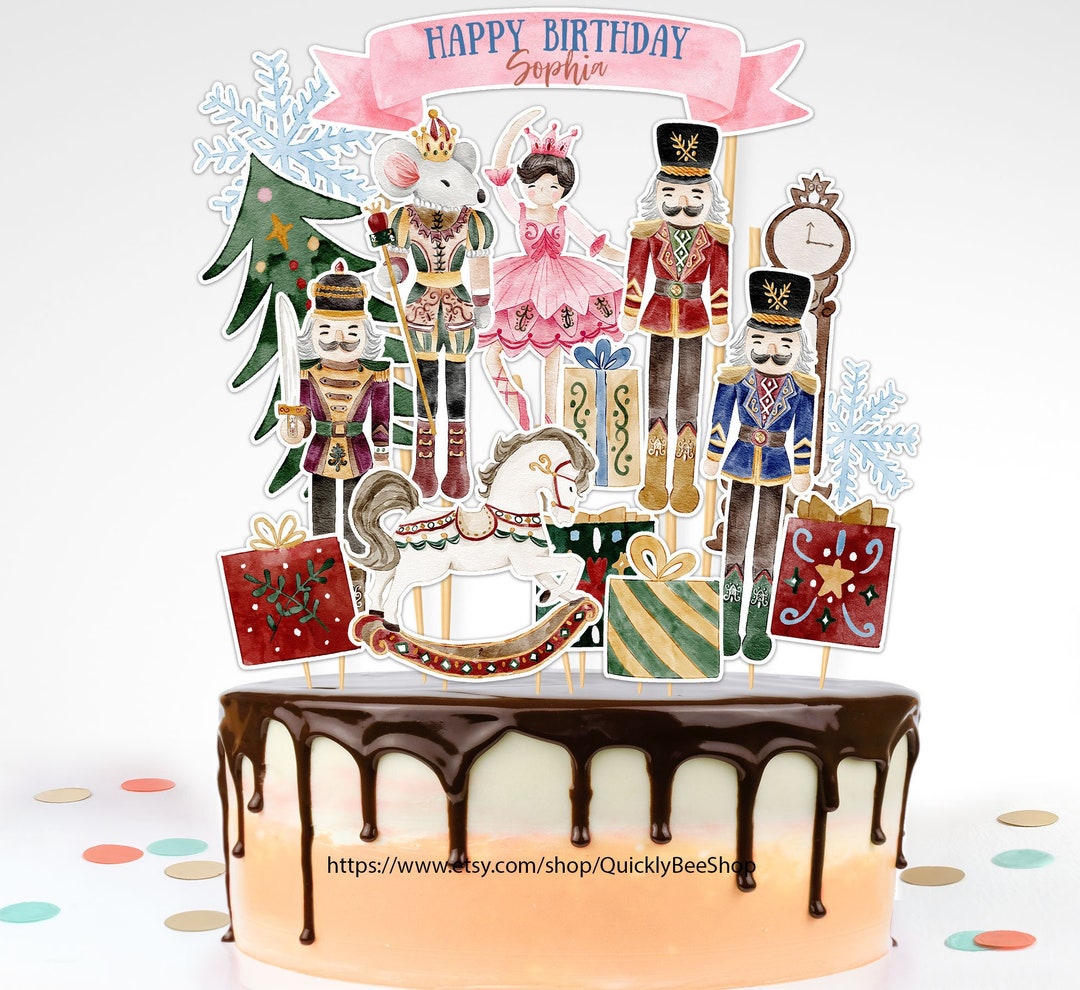 Pink Nutcracker Ballet Cake Topper Centerpiece, Cake Diaper, Christmas ...