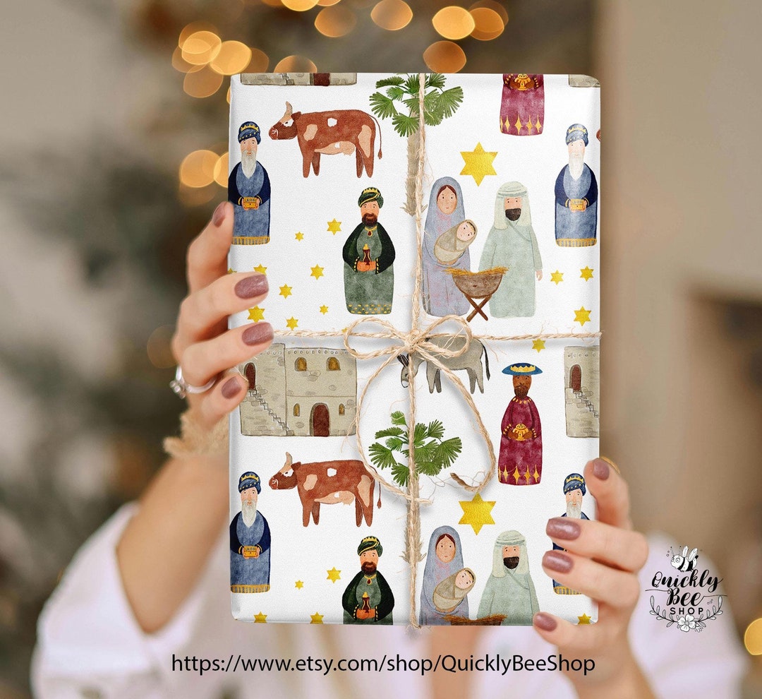 Jesus Wrapping Paper Nativity Wrapping Paper Roll, Nativity Scene Gift ...