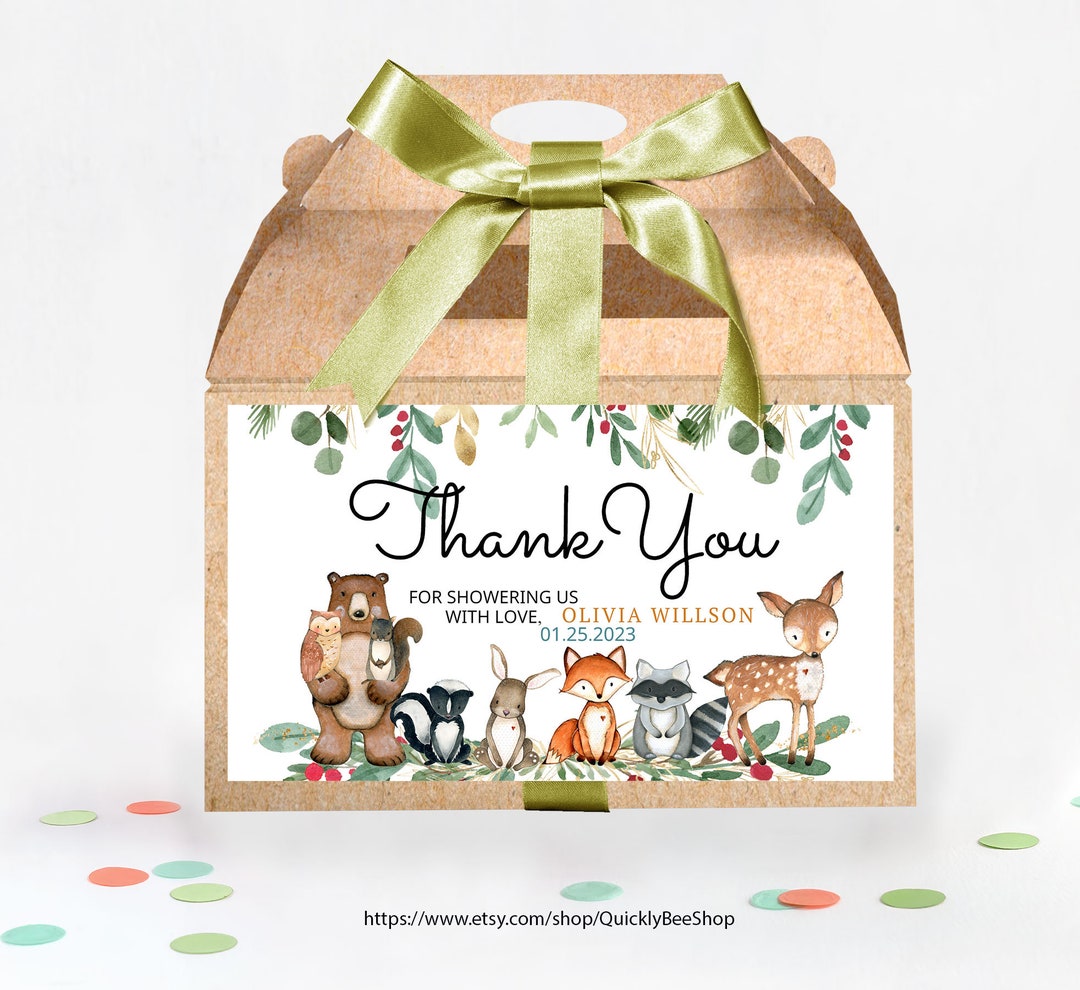 Woodland Gable Box Labels, Woodland Birthday, Woodland Baby Shower ...