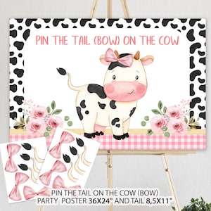 Pin the Tail on the Cow Party Games, Farm Birthday Decorations, Farm ...