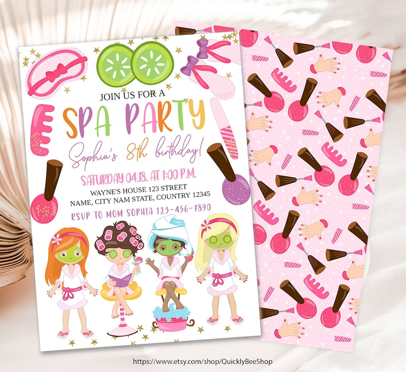 Editable Spa Party Birthday Invitation Template Printable Spa - Etsy