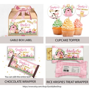 EDITABLE Farm Birthday Party Bundle, Digital Template, Farm Theme ...