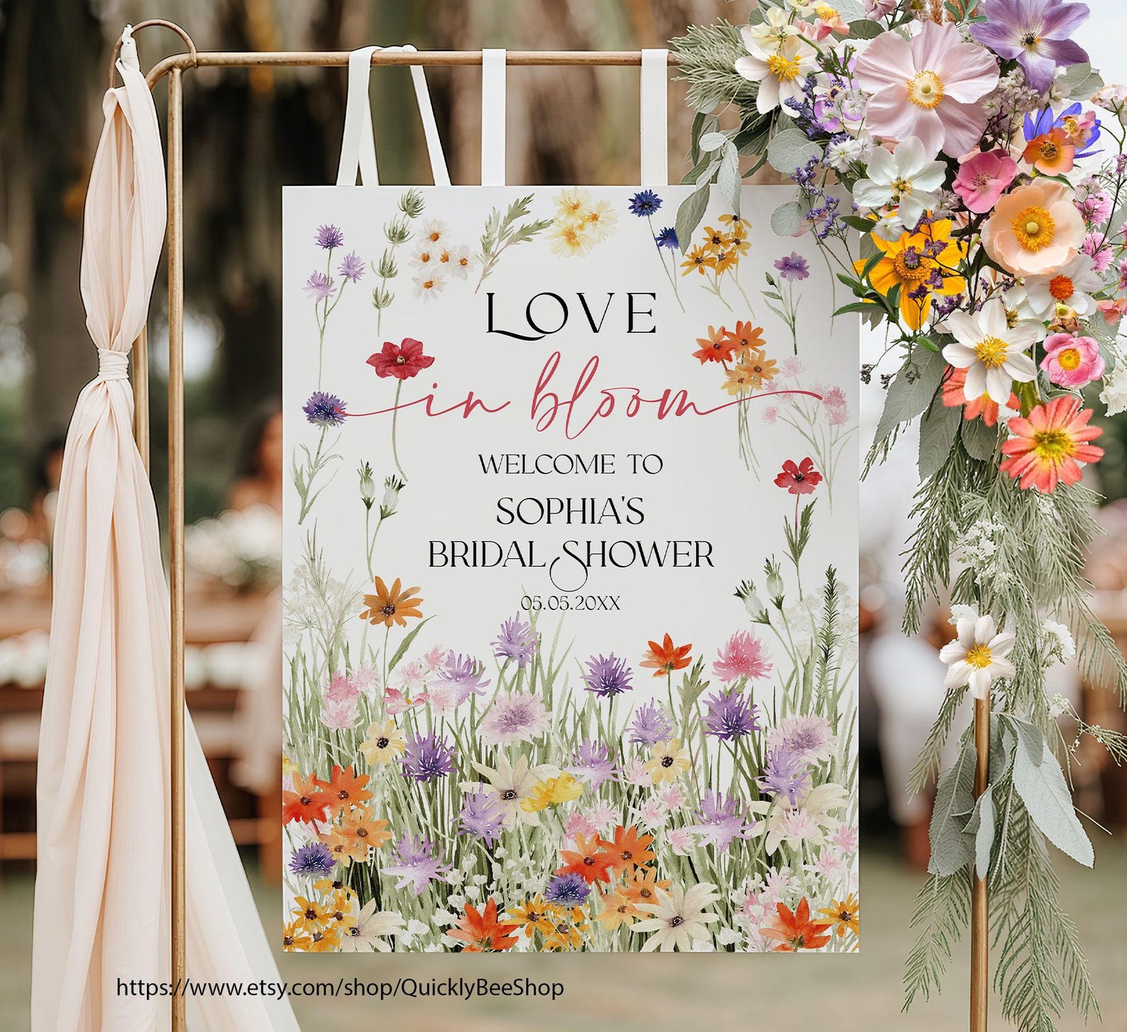 Editable Wildflower Welcome Sign Template, Printable Meadow Bridal ...