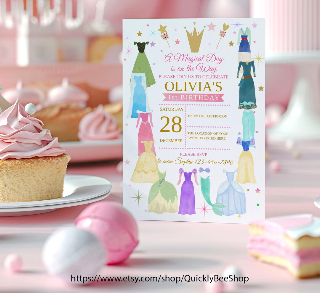EDITABLE Princess Birthday Invitation, Once Upon a Time Princess ...