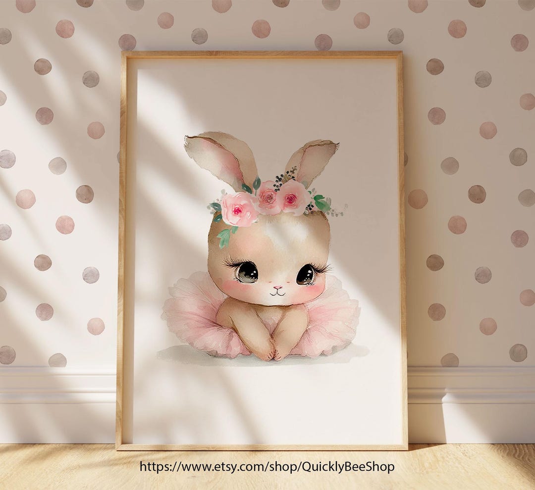 Bunny Ballerina Wall Art, Ballerina Bunny Nursery Wall Decor,girl's ...