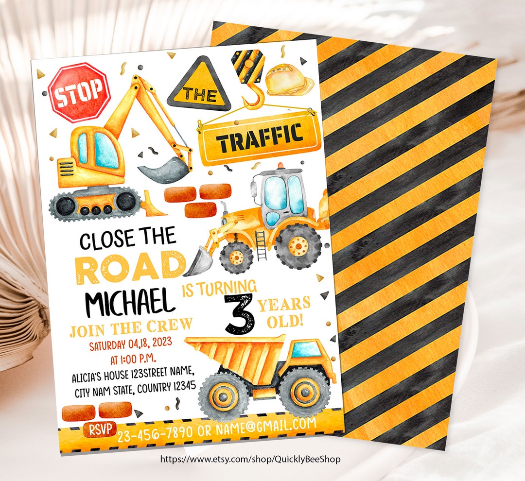 Construction Theme Birthday Invitation, Join Our Crew to Celebrate the ...