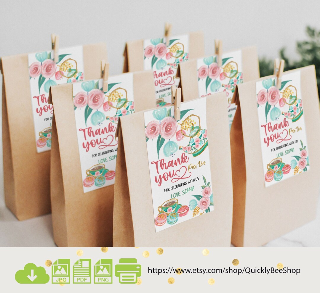 Tea Party Favor Tags, Thank You Tags, Gift Tags, Tea Party Favor ...