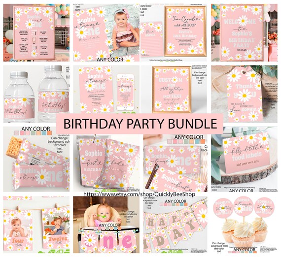Daisy Flower Birthday Invitation Bundle Daisy Birthday - Etsy